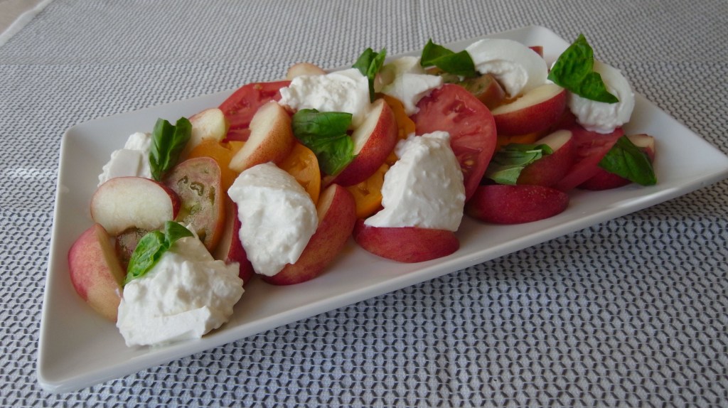Stone Fruit and Heirloom Tomato Caprese Salad | Less Sugar, More Spice